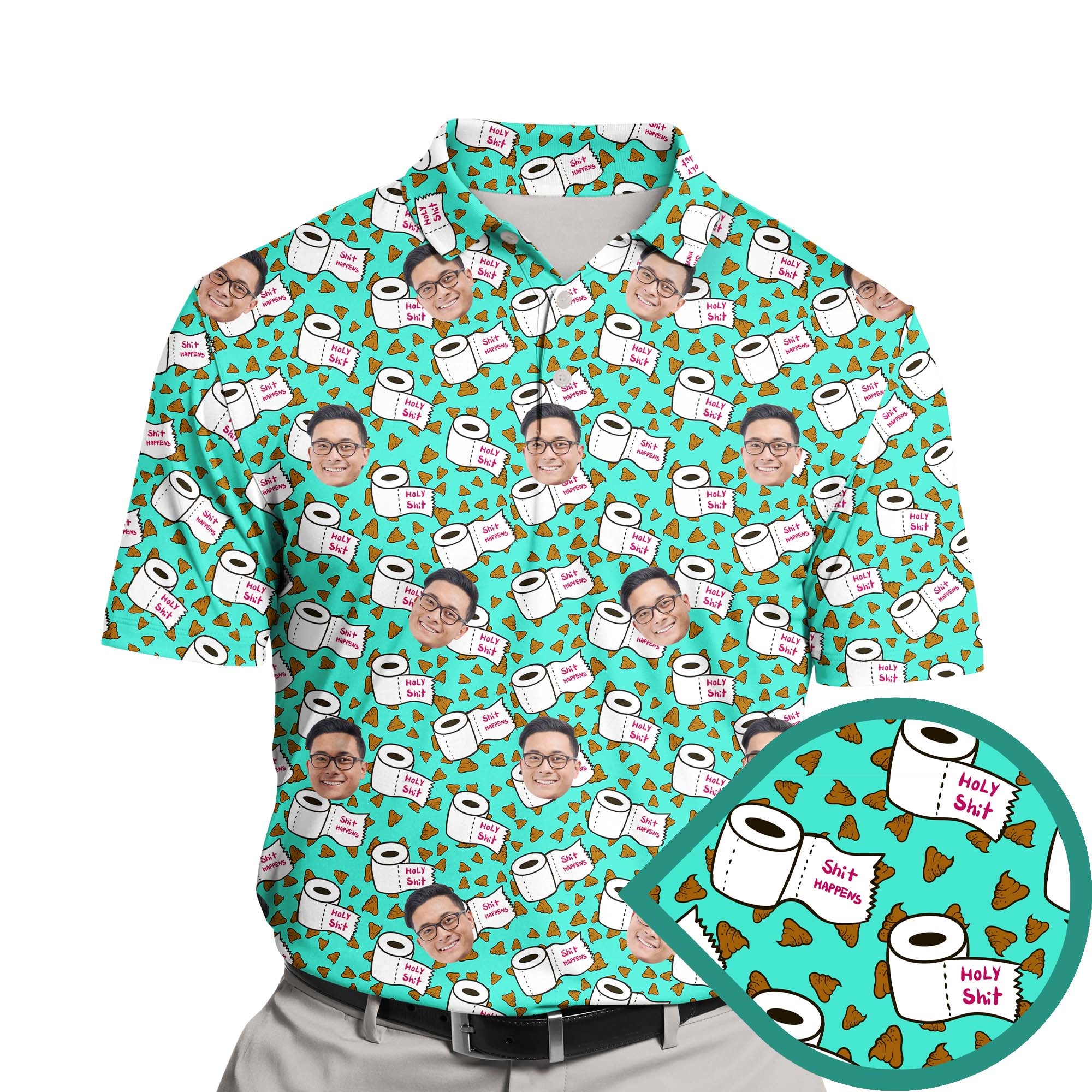 Holy Shit Shit Happens | Funny Golf Shirts with Faces or Logos – Custom ...