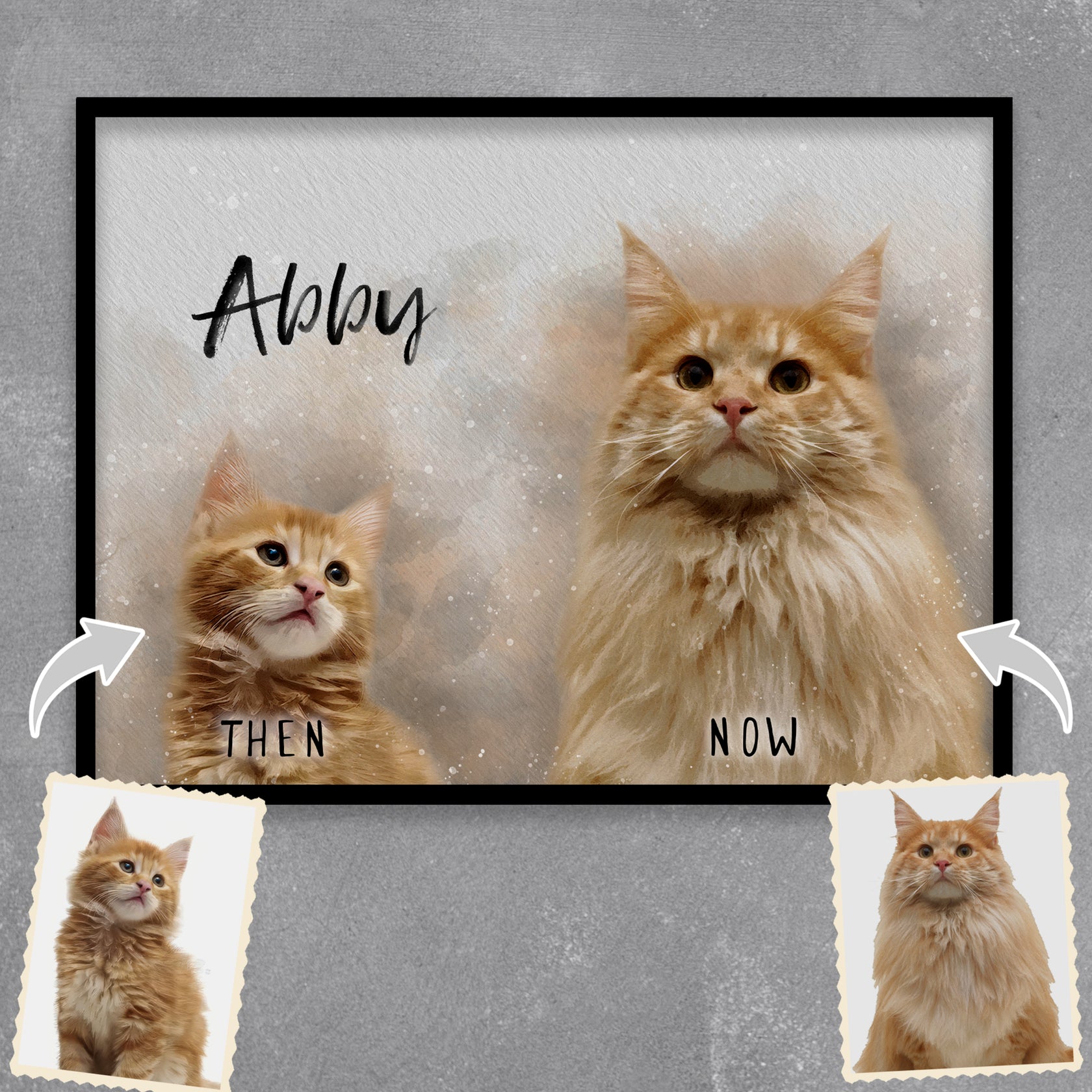 Before-and-After Portrait of Pets Growing Up | Custom Mayy Arts